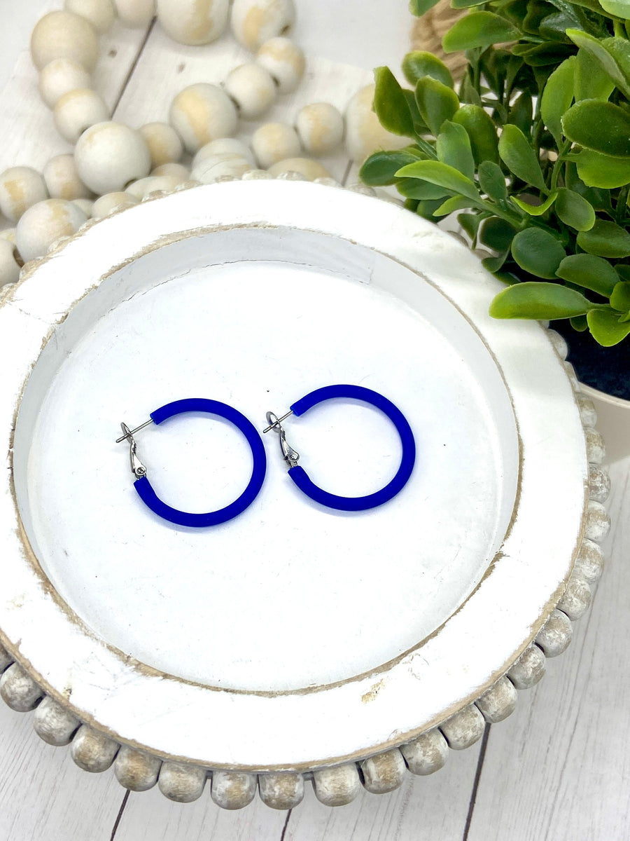 Royal blue hoop earrings – Annie Roonie Designs